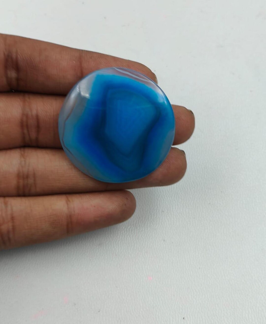 Natural Sky Blue Banded Agate Gemstone for Pendant, Making for Jewelry ...