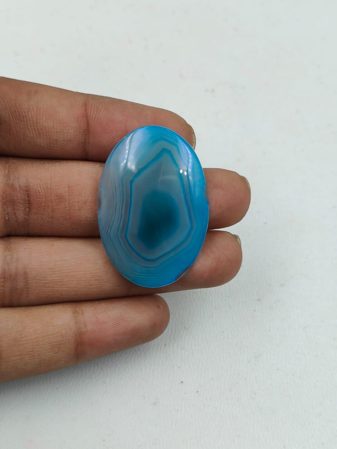 Natural Sky Blue Banded Agate Gemstone for Pendant, Making for Jewelry ...