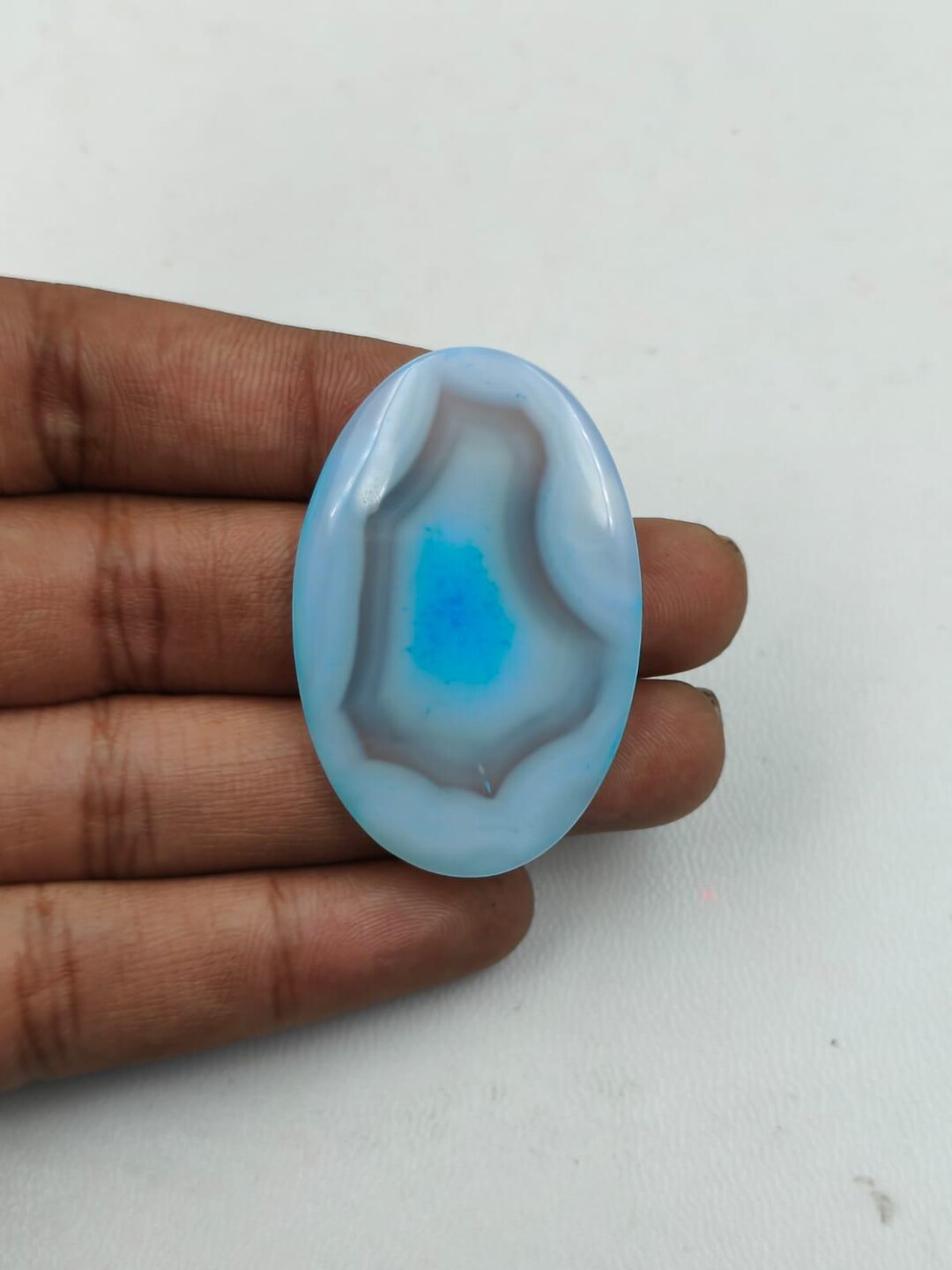 Natural Sky Blue Banded Agate Gemstone for Pendant, Making for Jewelry ...