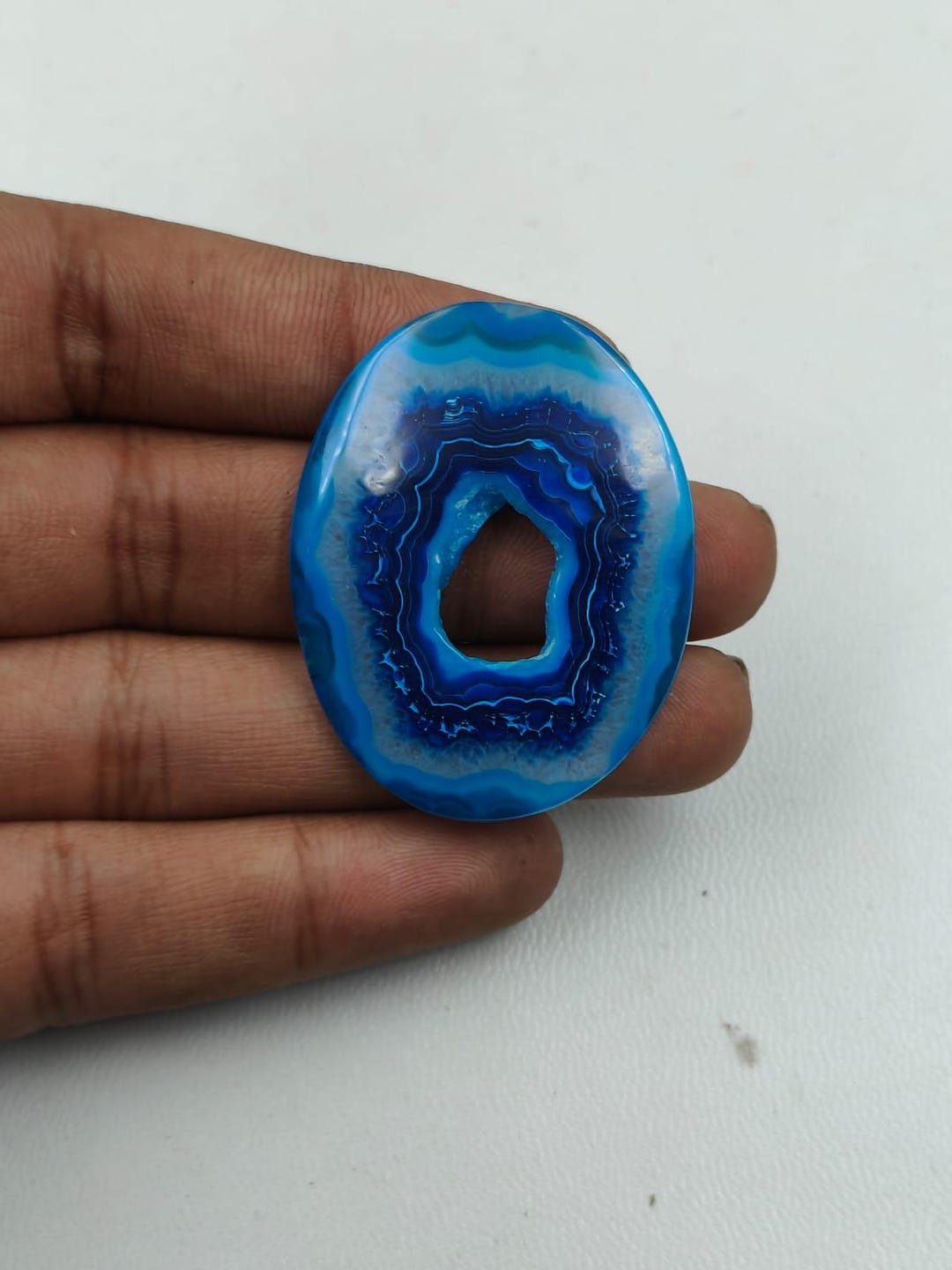 Natural Sky Blue Banded Agate Gemstone for Pendant, Making for Jewelry ...