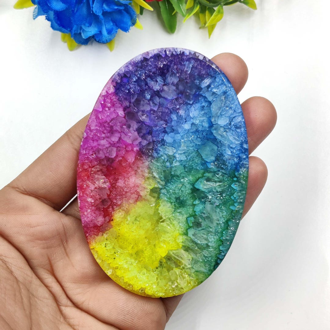 Rainbow Agate Slice - Rainbow Agate Geode Crystal - Natural Rainbow ...