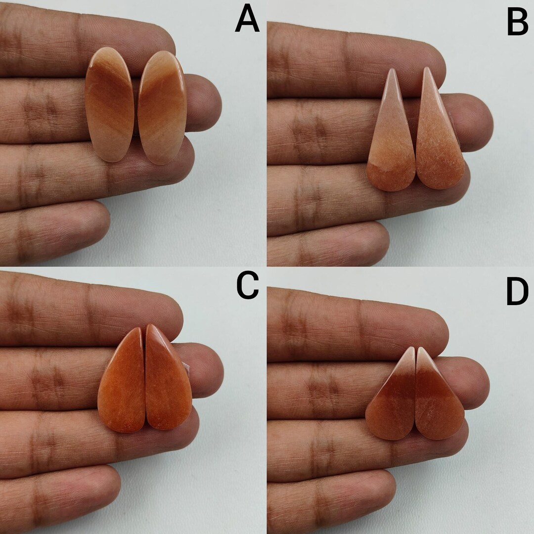 Natural Pairs of Orange Aventurine for Making Jewelry, Beautiful Orange Aventurine Cabochon ...