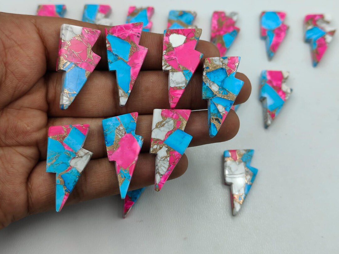 Natural Lightning Bolt Cotton Candy Turquoise Gemstone Lot, Discounted ...