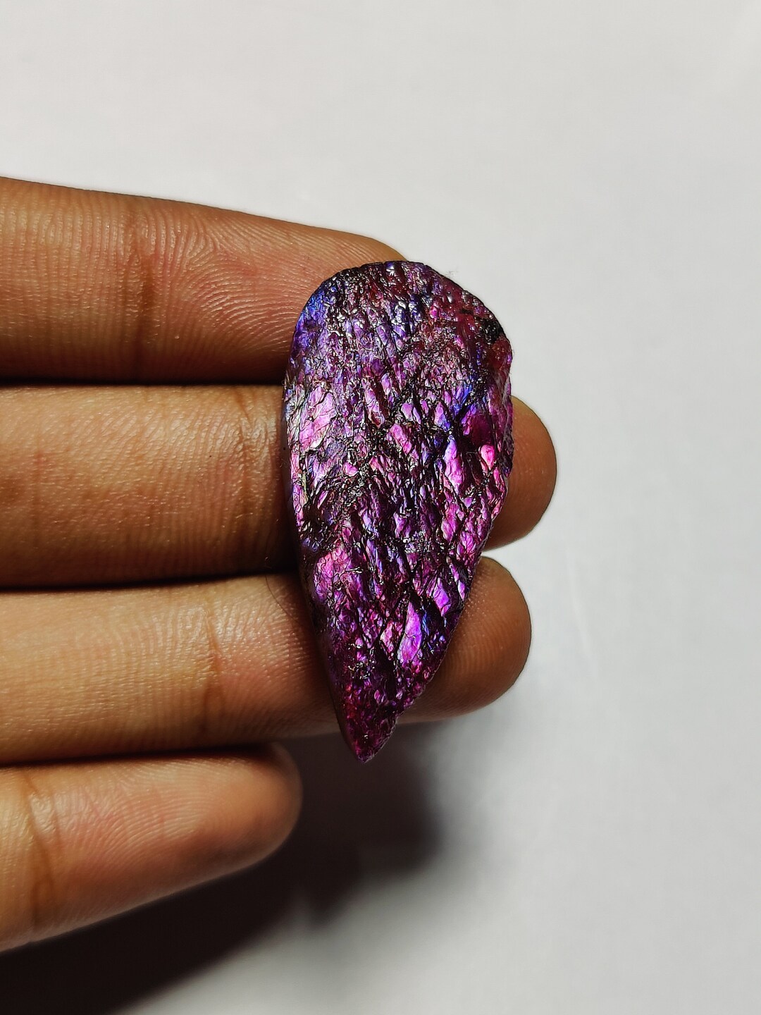 38x17x9 Mm 42 CRT Unique Purple Ammolite Coted Labradorite Druzy ...