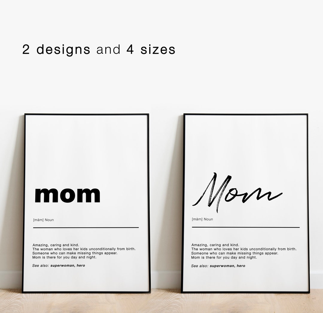 MOM Dictionary Definition PRINT Mom Gift Mother's Day Typography Mother ...