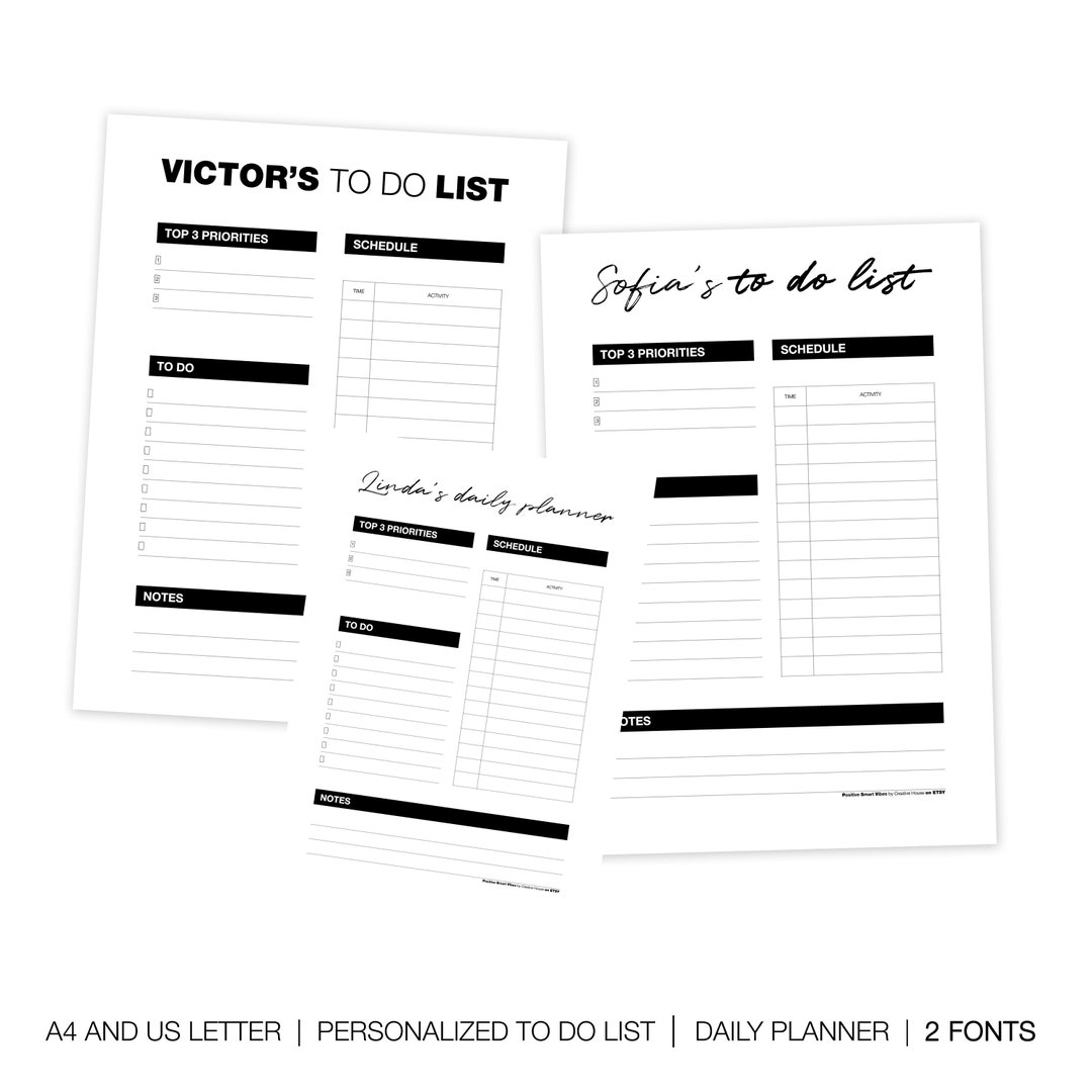 Personalized To-do List Insert PRINTABLE | Minimalist Daily or Weekly ...
