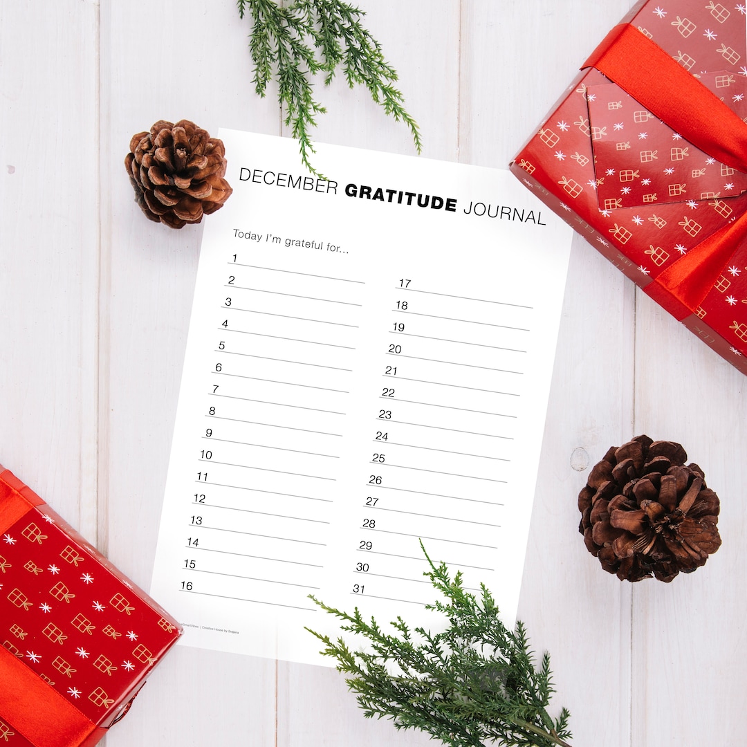 December Gratitude Journal PRINTABLE - Fill in Month - Multiple Sizes ...
