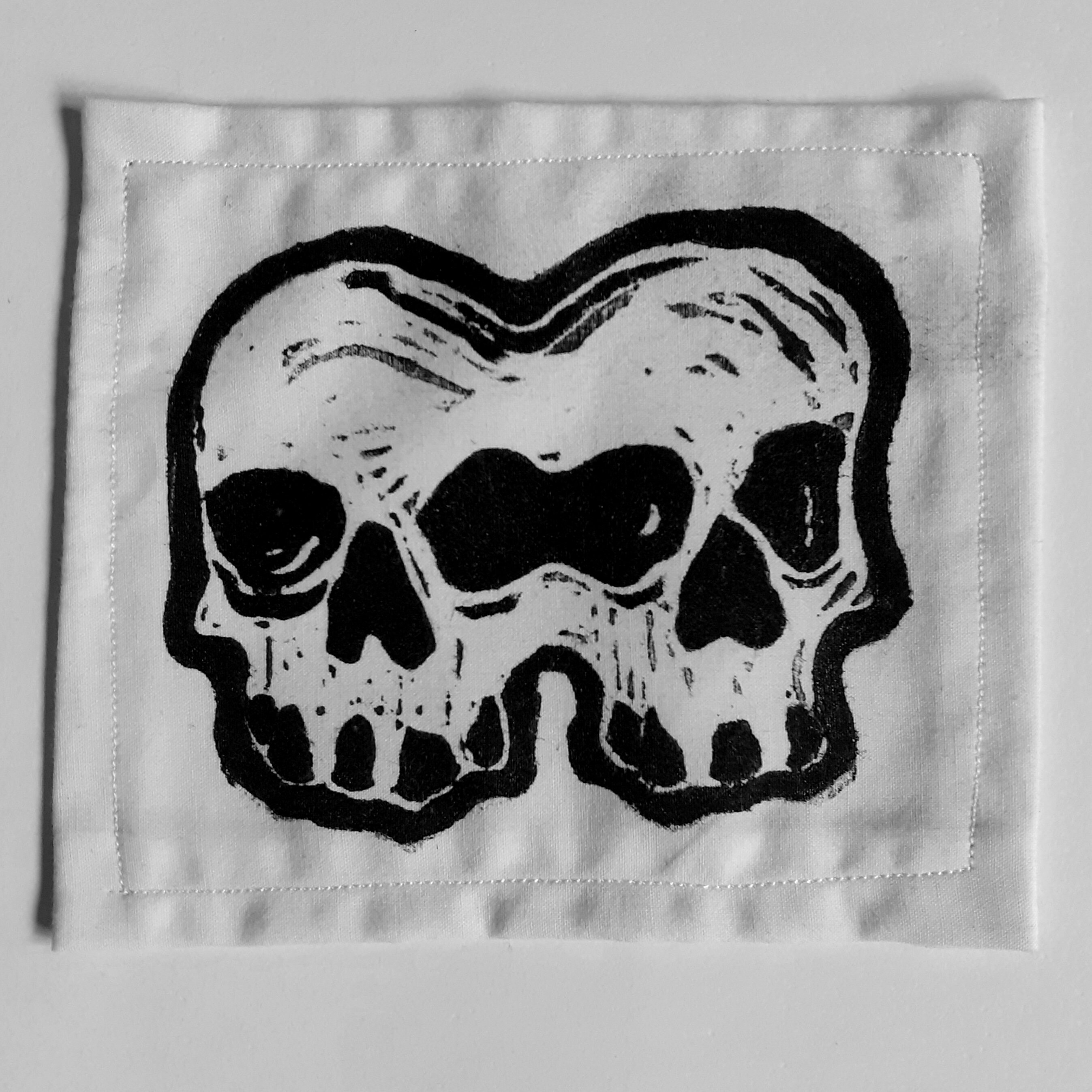 Conjoined Skulls Lino Print Patch - Handmade Sew-on Patch - Etsy