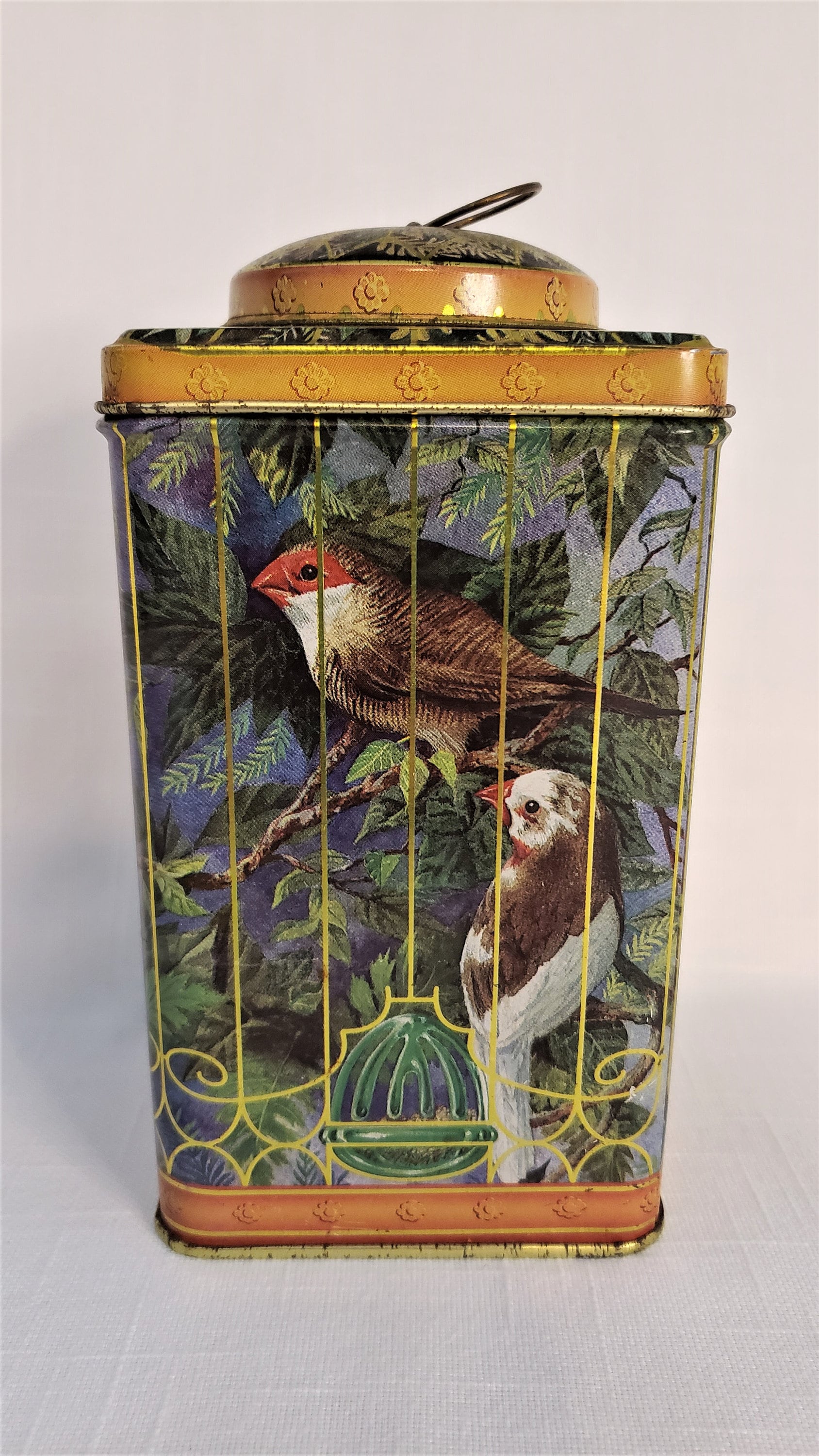 Vintage Bird Tin with Finial SCC Tin Birds in Cage Birds on | Etsy