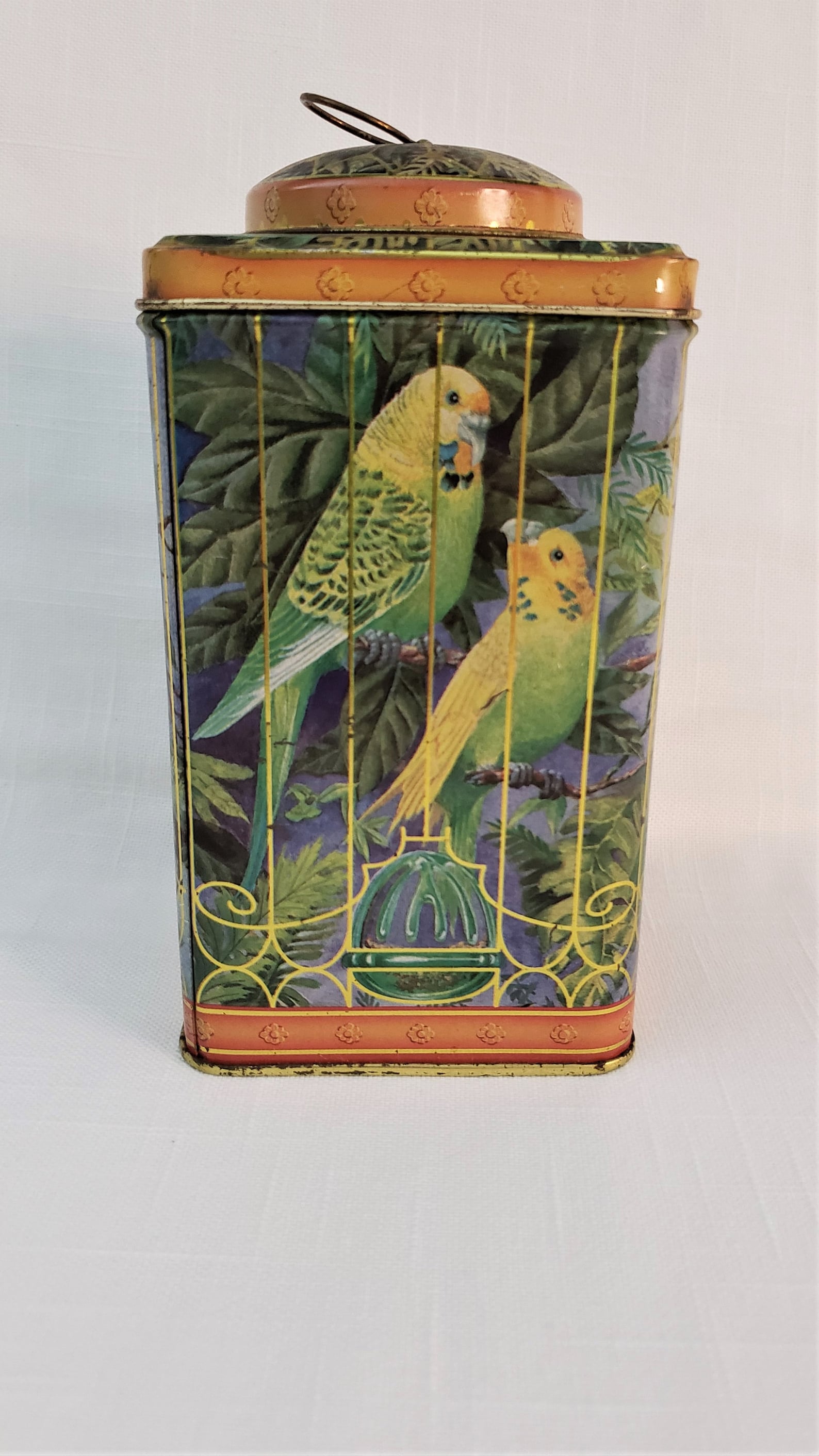 Vintage Bird Tin with Finial SCC Tin Birds in Cage Birds on | Etsy