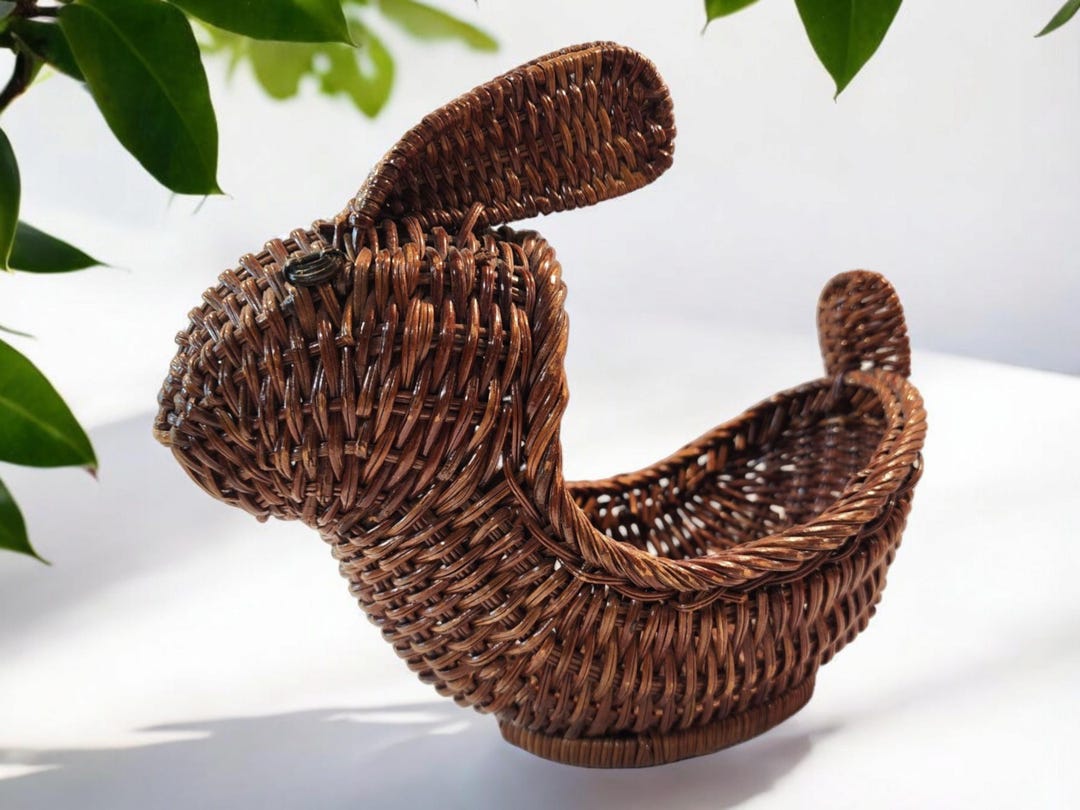 Vintage Bunny Rabbit Wicker Basket Farmhouse, Boho, Retro - Etsy