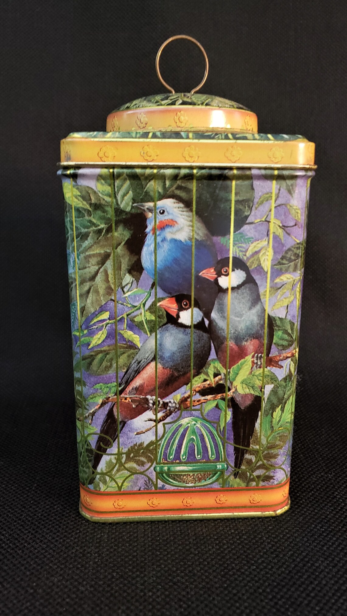 Vintage Bird Tin with Finial SCC Tin Birds in Cage Birds on | Etsy