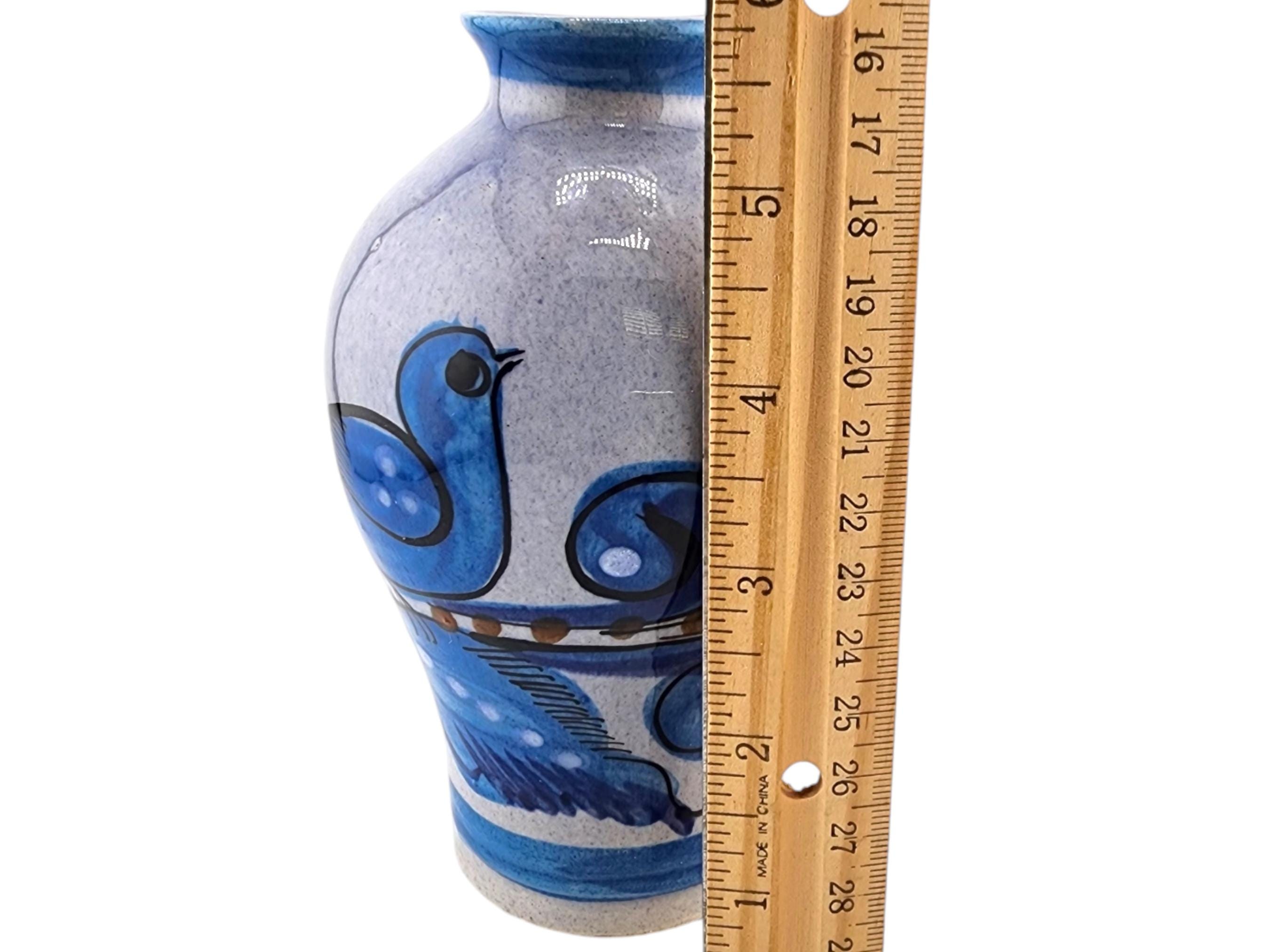 Blue Bird Motif Pottery Vase Folk Art Blue Birds - Etsy