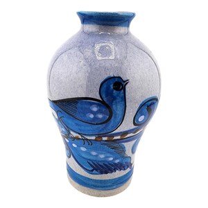 Blue Bird Motif Pottery Vase Folk Art Blue Birds - Etsy