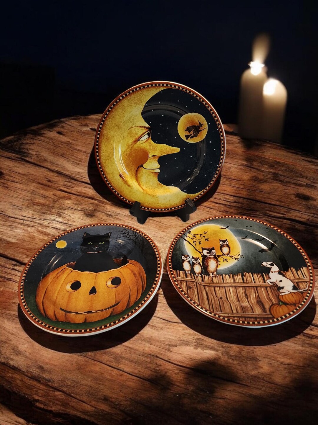 Sakura's 2002 David Carter Brown pumpkin Hollow Salad /dessert Plates ...