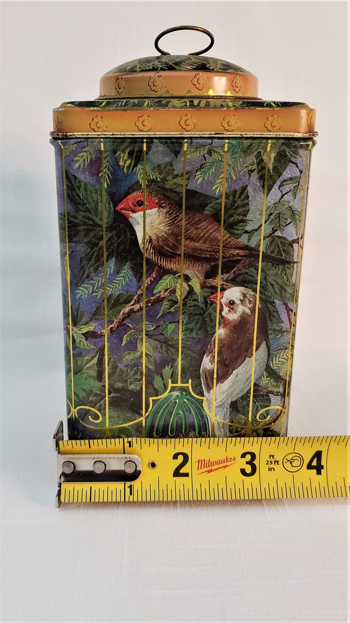 Vintage Bird Tin with Finial SCC Tin Birds in Cage Birds on | Etsy