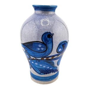 Blue Bird Motif Pottery Vase Folk Art Blue Birds - Etsy