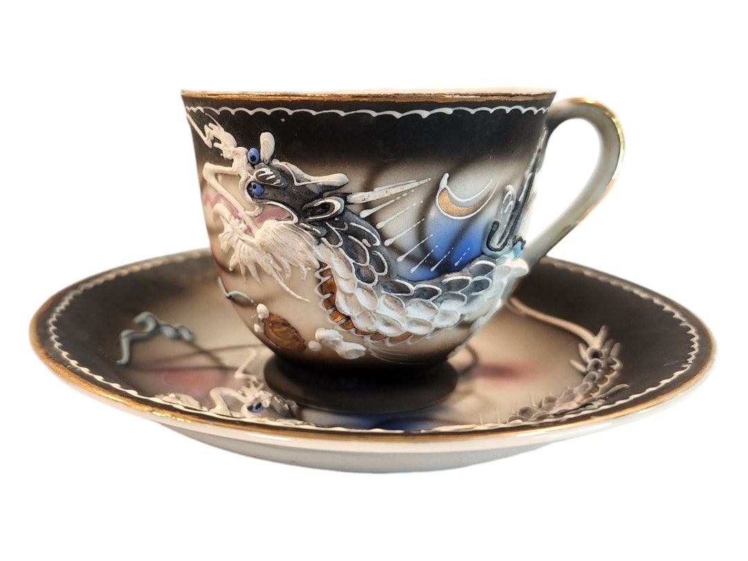 Vintage Dragonware Tea Cup and Saucer Set, Hand Painted, Japan ...