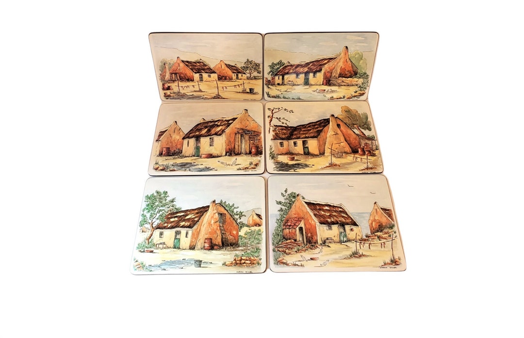 Vintage Cape Cottages Six Place Mats by Artist Norma Wiles, Art ...