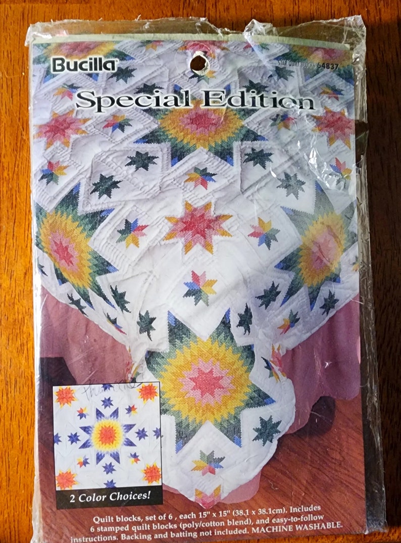 Vintage Bucilla Special Edition Star Quilt Blocks to Embroider Style No ...