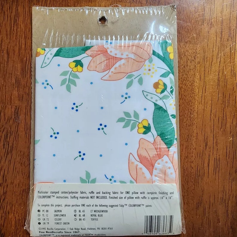 Vintage BUCILLA Quilt Blocks “TULIP RONDO” Colorpoint Paint Stitching ...