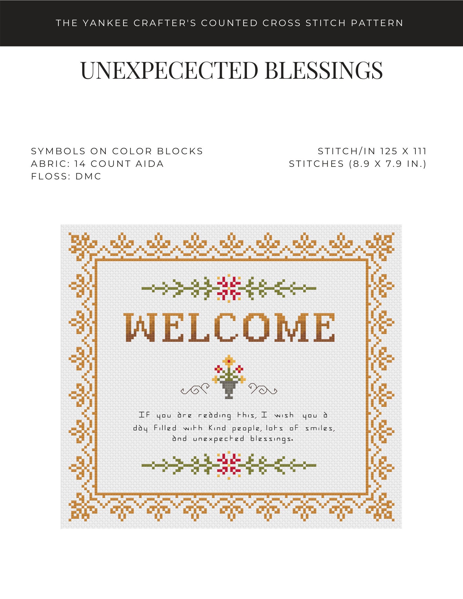 Unexpected Blessings Counted Cross Stitch Pattern PDF | Great Beginner ...