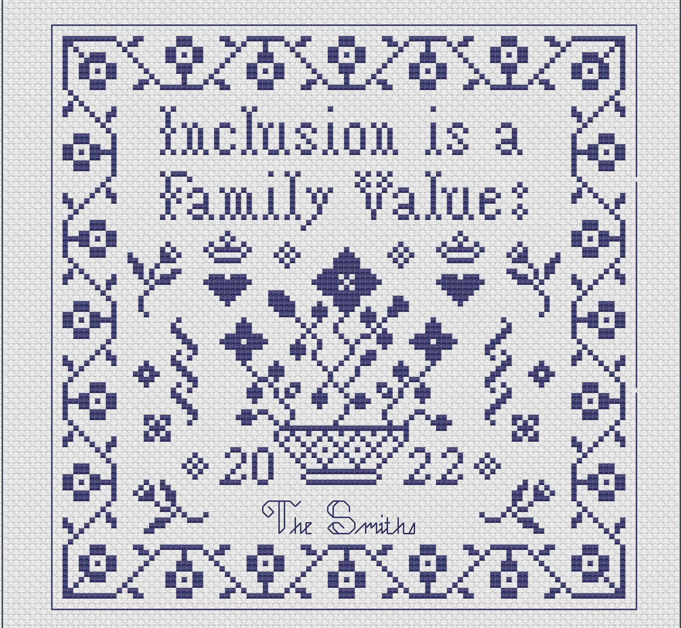 Inclusion is a Family Value. Cross Stitch PDF Pattern. Inspirational ...