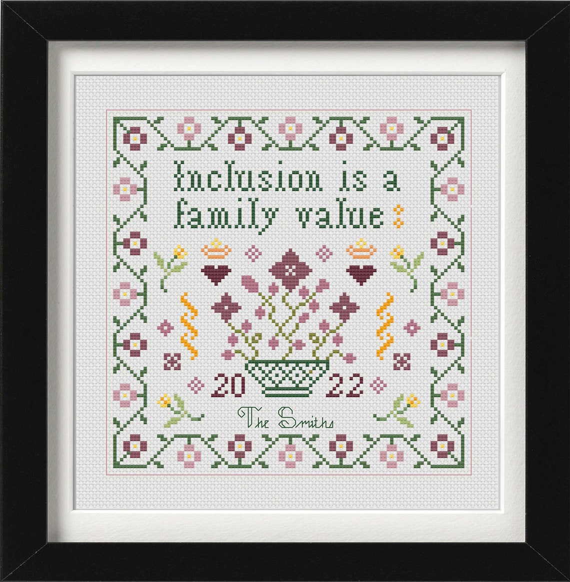 Inclusion is a Family Value. Cross Stitch PDF Pattern. Inspirational ...