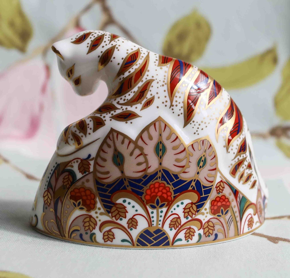 22 Carat Gold and Porcelain Bengal Tiger Cub Paperweight by Royal Crown ...