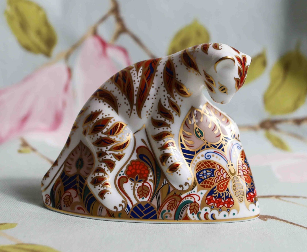 22 Carat Gold and Porcelain Bengal Tiger Cub Paperweight by Royal Crown ...