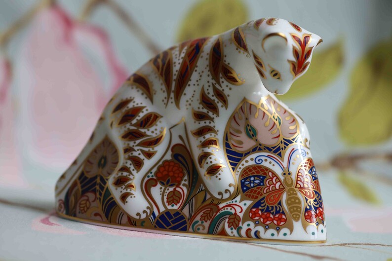 22 Carat Gold and Porcelain Bengal Tiger Cub Paperweight by Royal Crown ...