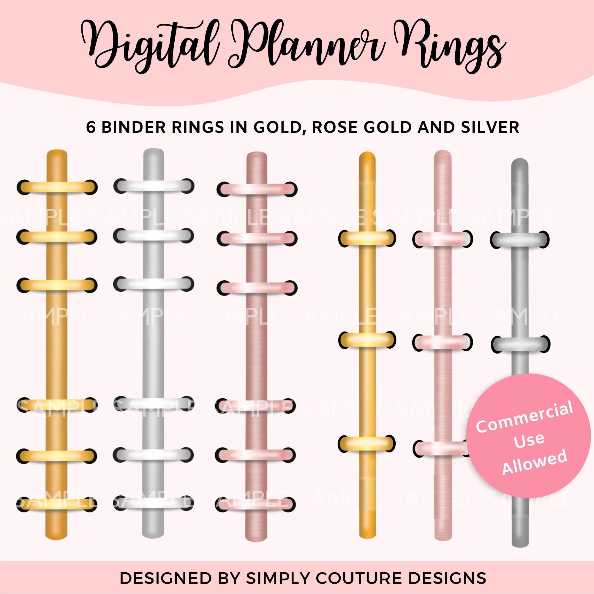 My Digital Planner Binder Rings in Rose Gold, Silver and Gold Colors ...