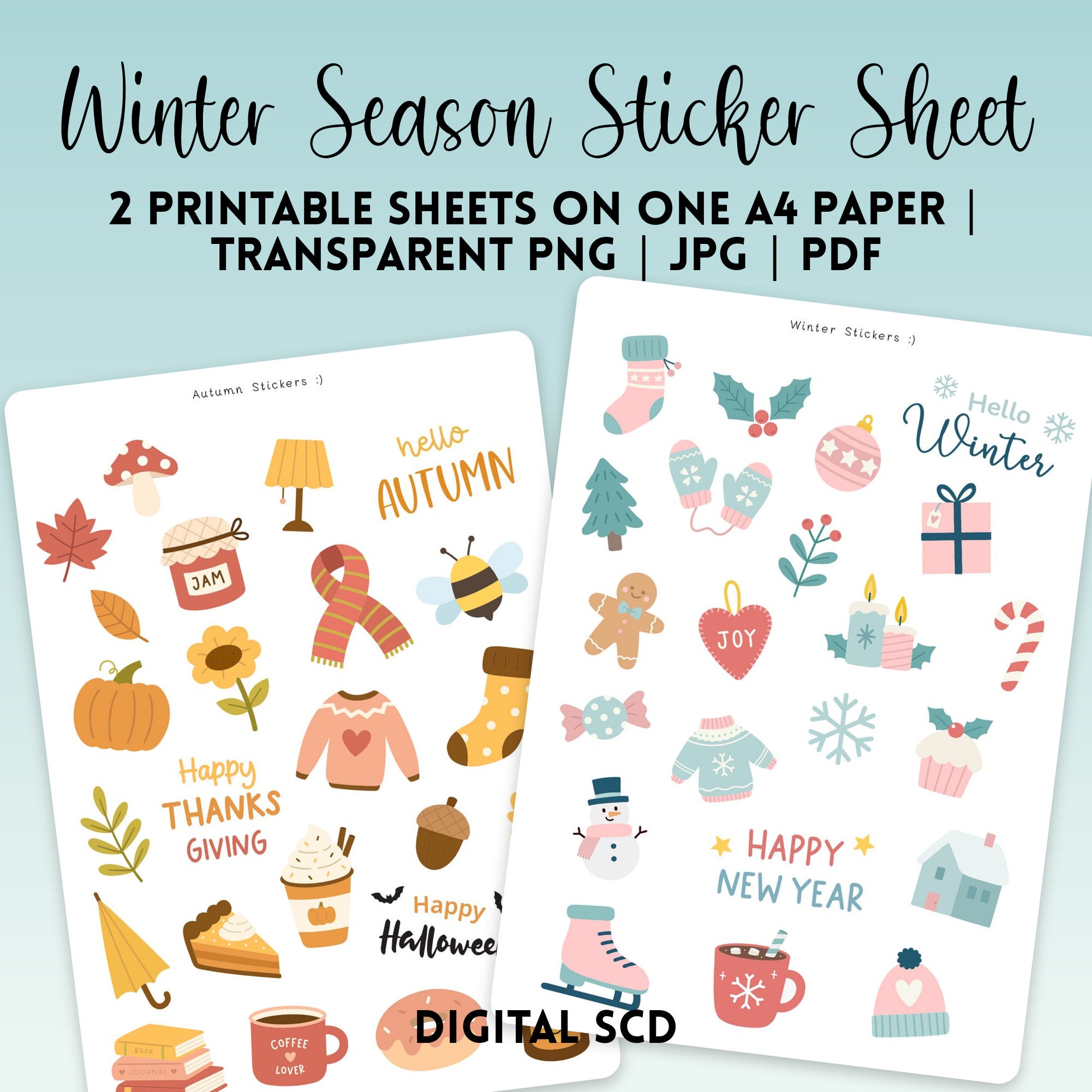 Cute Winter Time Sticker Sheet | Warm and Cozy Winter Season Planner ...