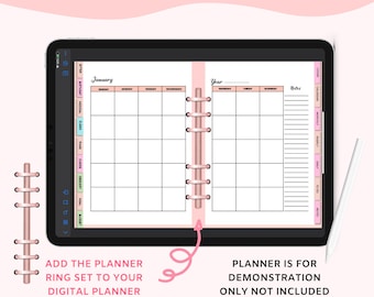 Digital Planner Binder Rings With Spines in Rose Gold Silver | Etsy