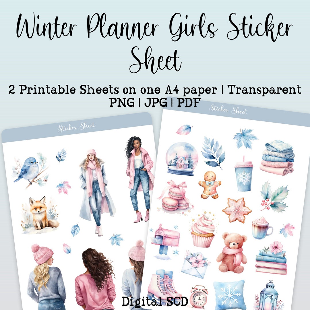Stickersheets Printable Planner Girls Sticker Sheet Digital Sticker ...