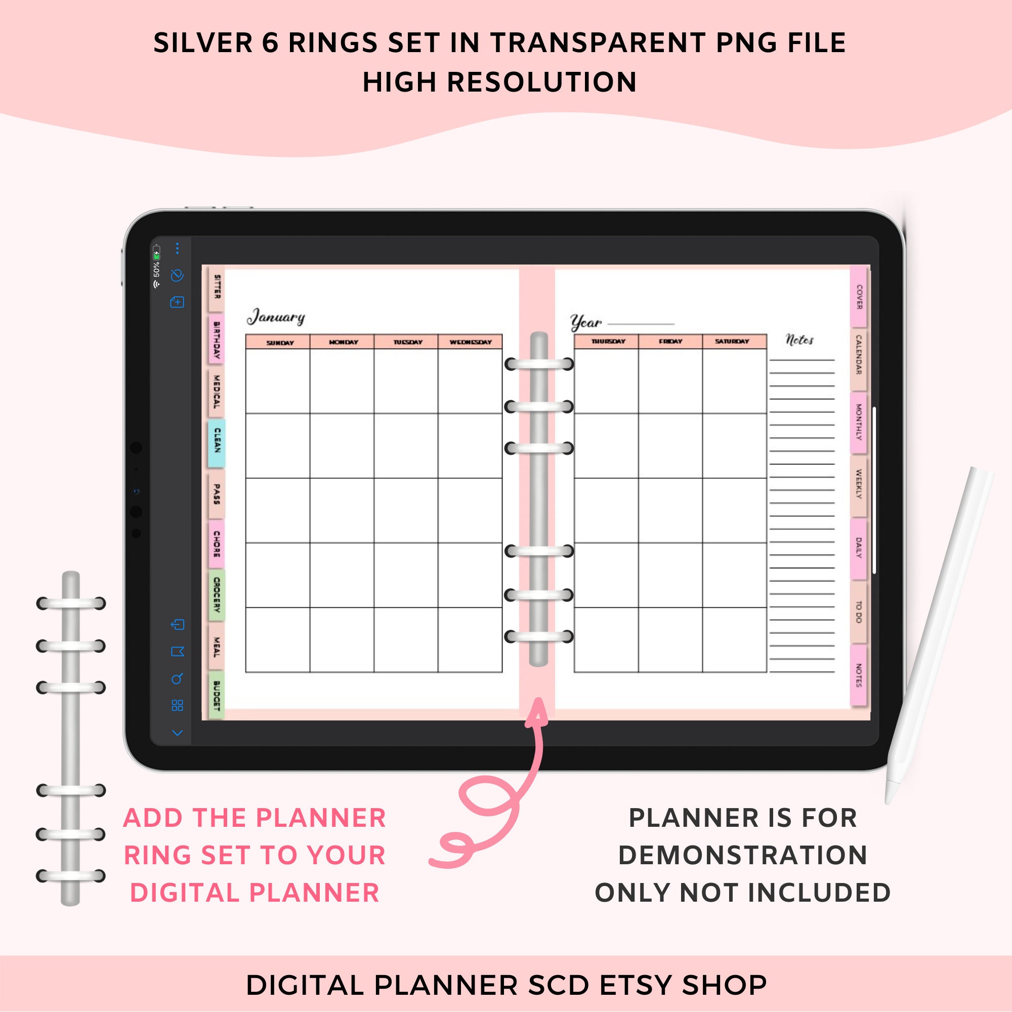 My Digital Planner Binder Rings in Rose Gold, Silver and Gold Colors ...