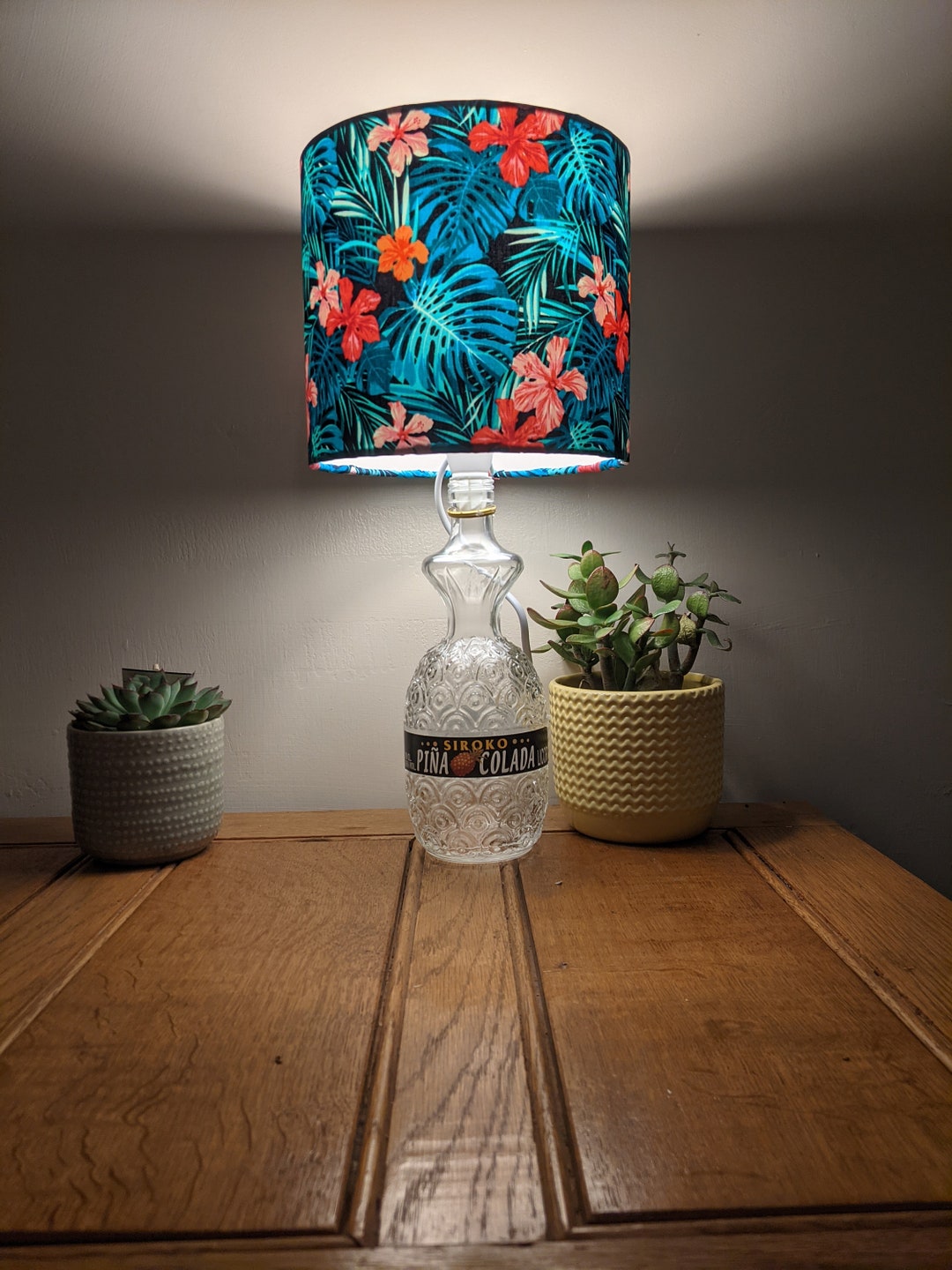 Tropical Cocktail Bottle Table Lamp With Handmade Tropical - Etsy