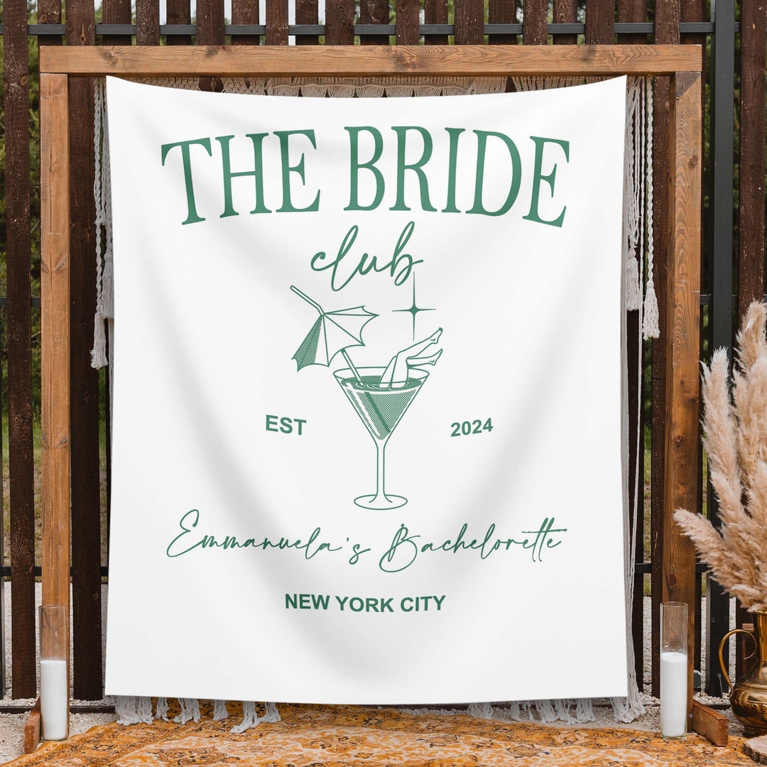 The Bride Club Bachelorette Party Backdrop Personalized Bach Club Decor ...