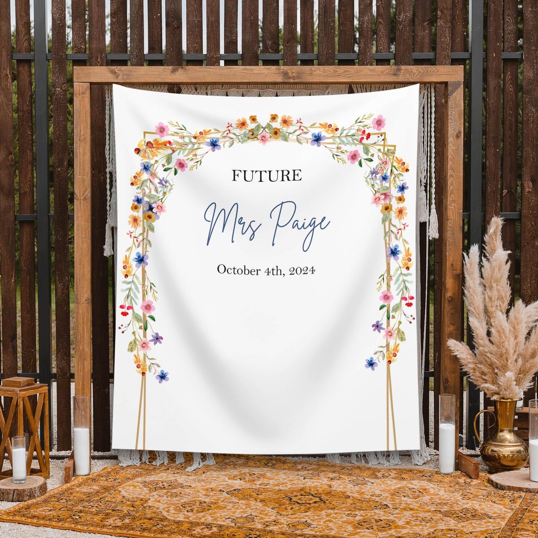 Wildflower Future Mrs Backdrop Bridal Shower Spring Flowers Wreath ...