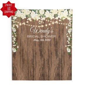 Rustic Bridal Shower Backdrop |custom Tapestry| Rustic Backdrop ...