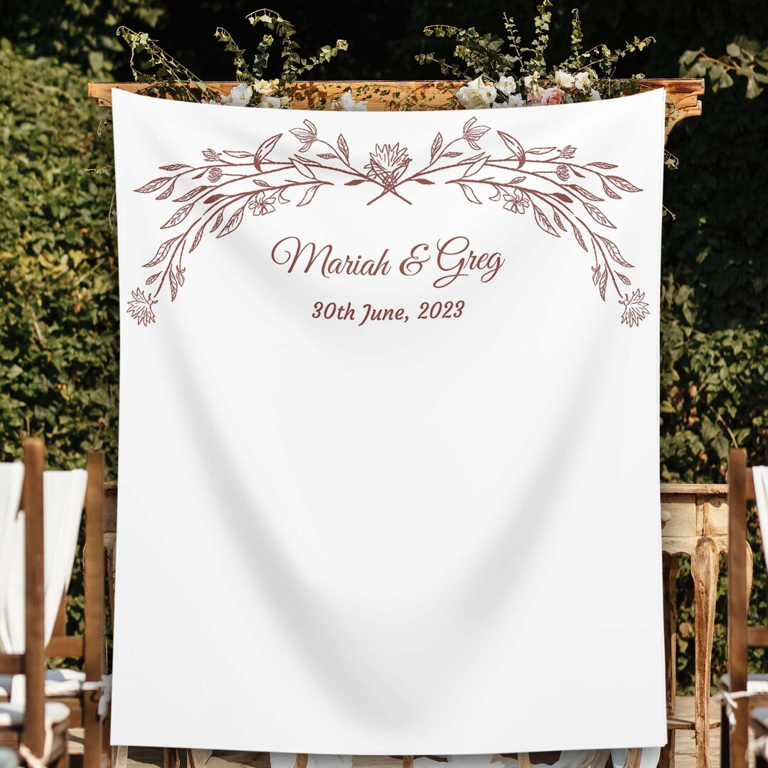 Boho Beige Terracotta Wedding Backdrop, Minimalist Wedding Photo Booth ...