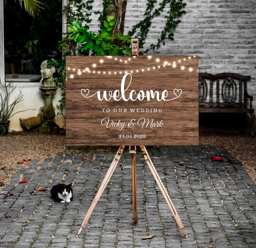 Rustic Wood Wedding Welcome Sign Foam Board Wedding Signage Decor ...