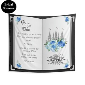 Blue Floral Princess Backdrop Fairytale Bridal Shower Banner ...