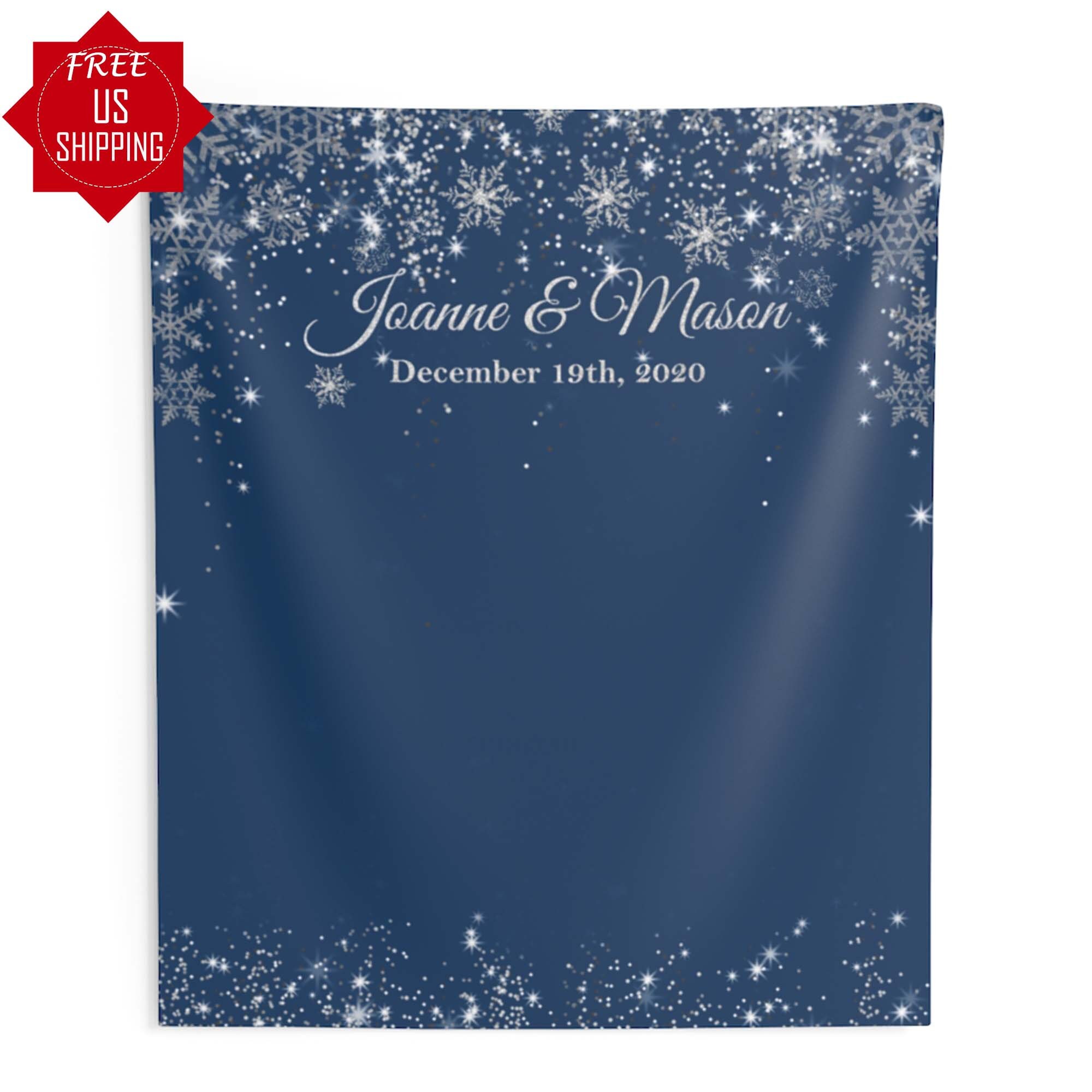 Christmas Winter Wedding Backdrop, Navy Blue Wedding Decor With ...