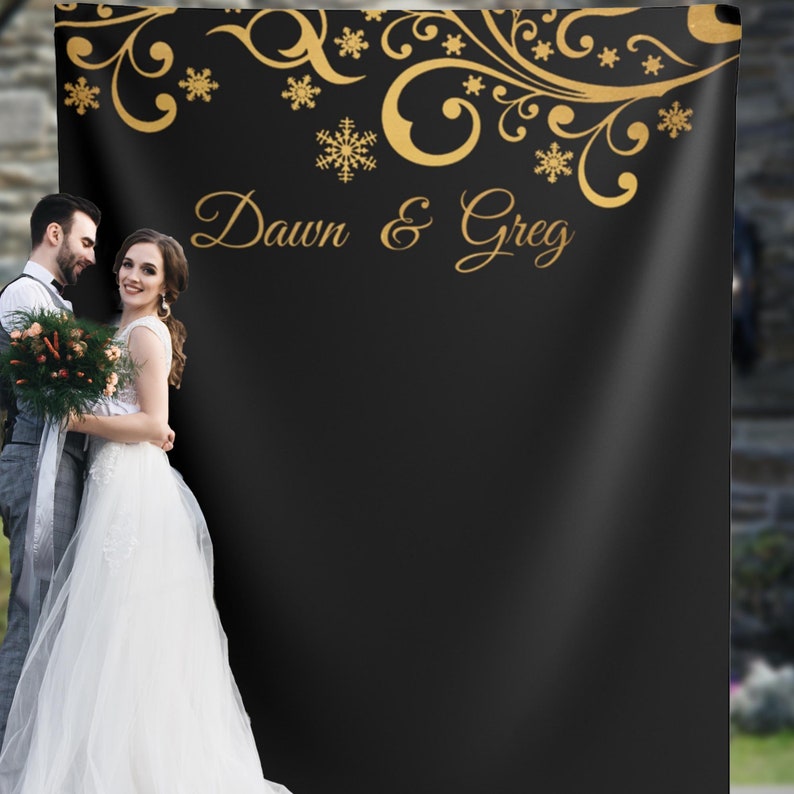Wedding Backdrop for Photos Black and Gold Wedding Gold - Etsy
