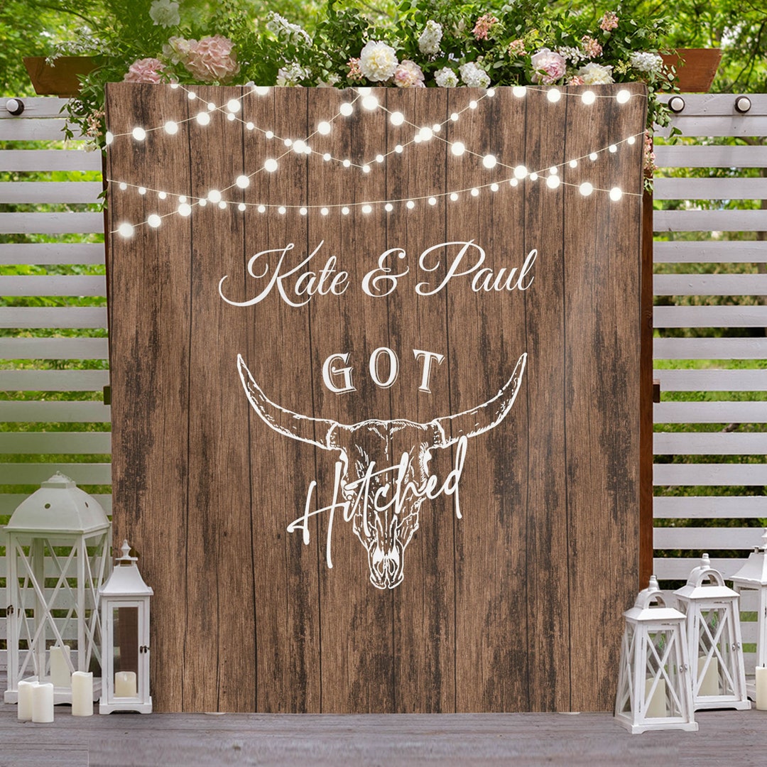 Got Hitched Engagement Backdrop Western Wedding Shower Banner Rustic ...