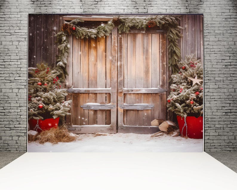 Rustic Christmas Backdrop Family Photo Xmas Background Festive Home ...