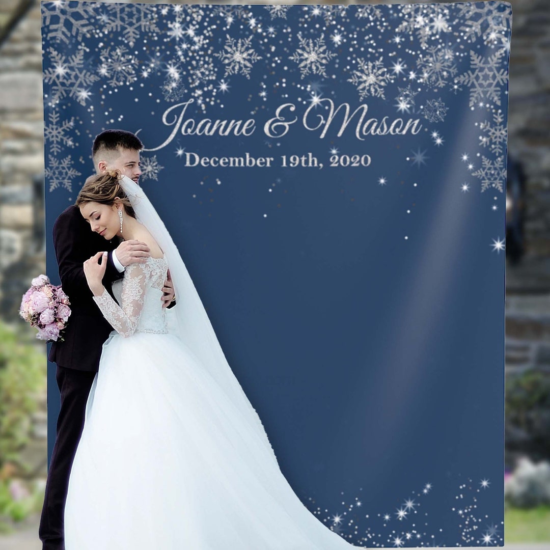 Christmas Winter Wedding Backdrop, Navy Blue Wedding Decor With ...