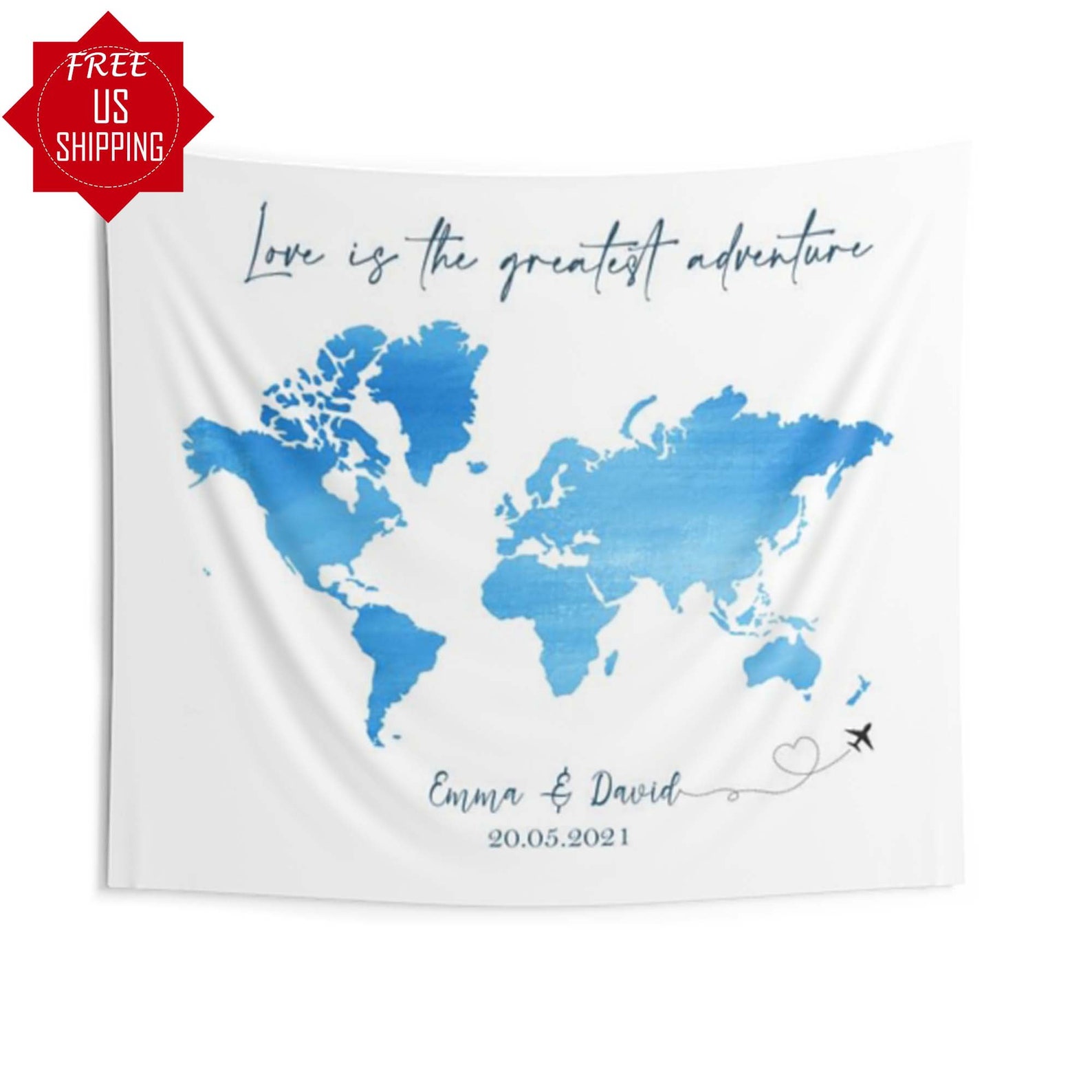 Wedding Backdrop for Reception, World Map Custom Backdrop, Travel ...