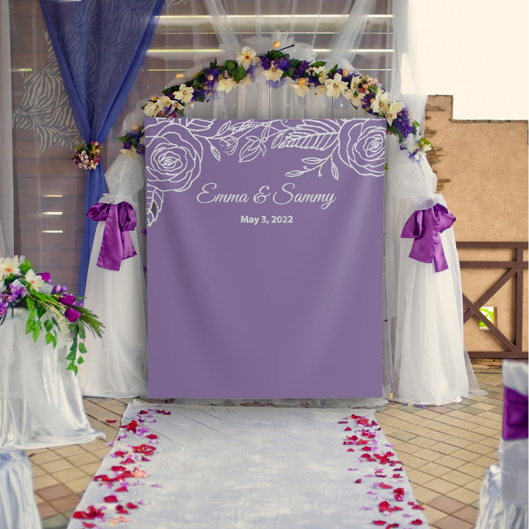 Wedding Backdrop for Reception, Purple and Silver Decor, Purple Wedding ...